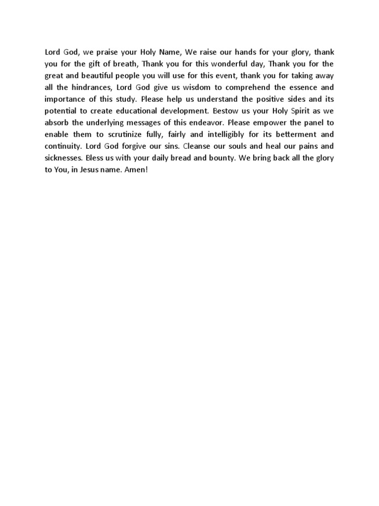 Opening Prayer for Research Defense | PDF