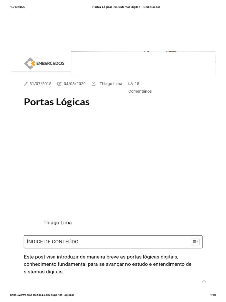 Portas Lógicas em Sistemas Digitais - Embarcados PDF | PDF | Eletrônicos digitais | Design ...
