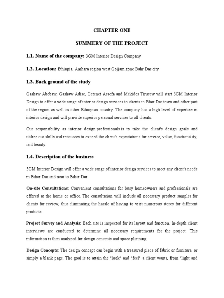 Business Plan Final Edited | PDF | Interior Design | Design