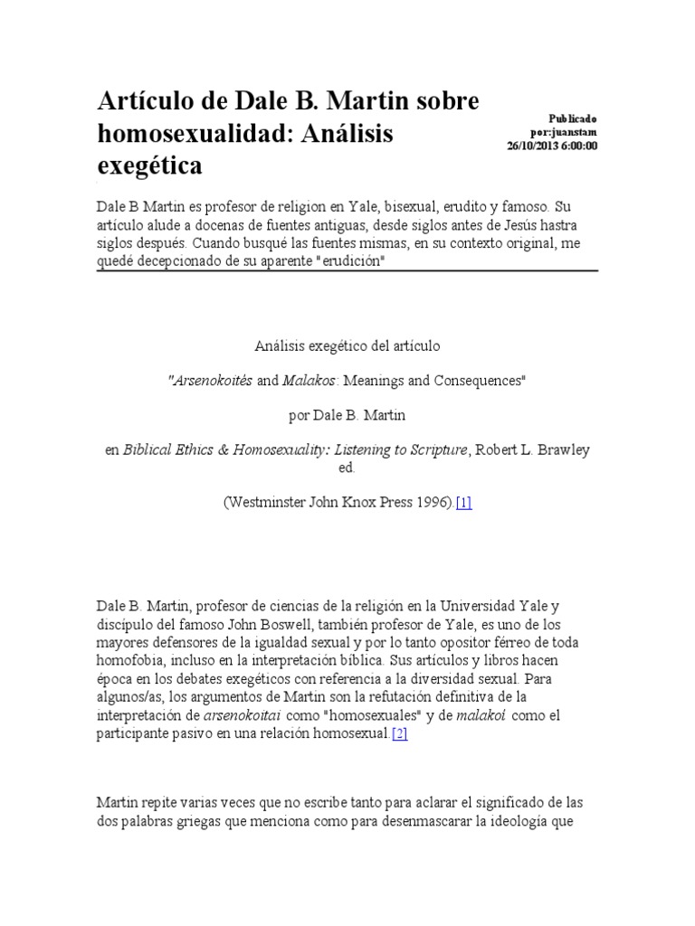Análisis detallado de la interpretación de Dale B. Martin sobre las ...