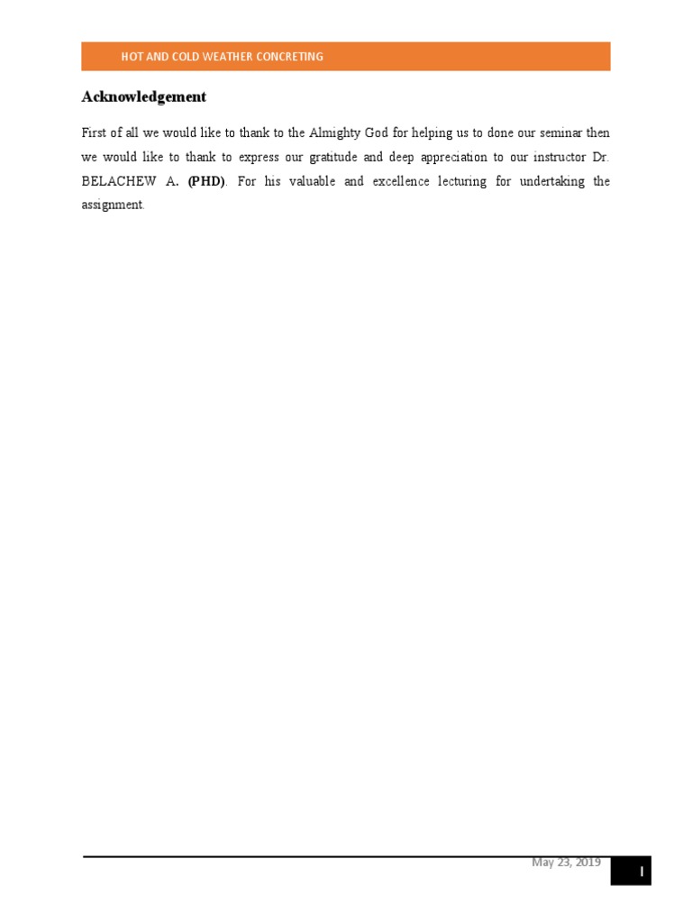 Acknowledgement Hot And Cold Weather Concreting Pdf Humidity