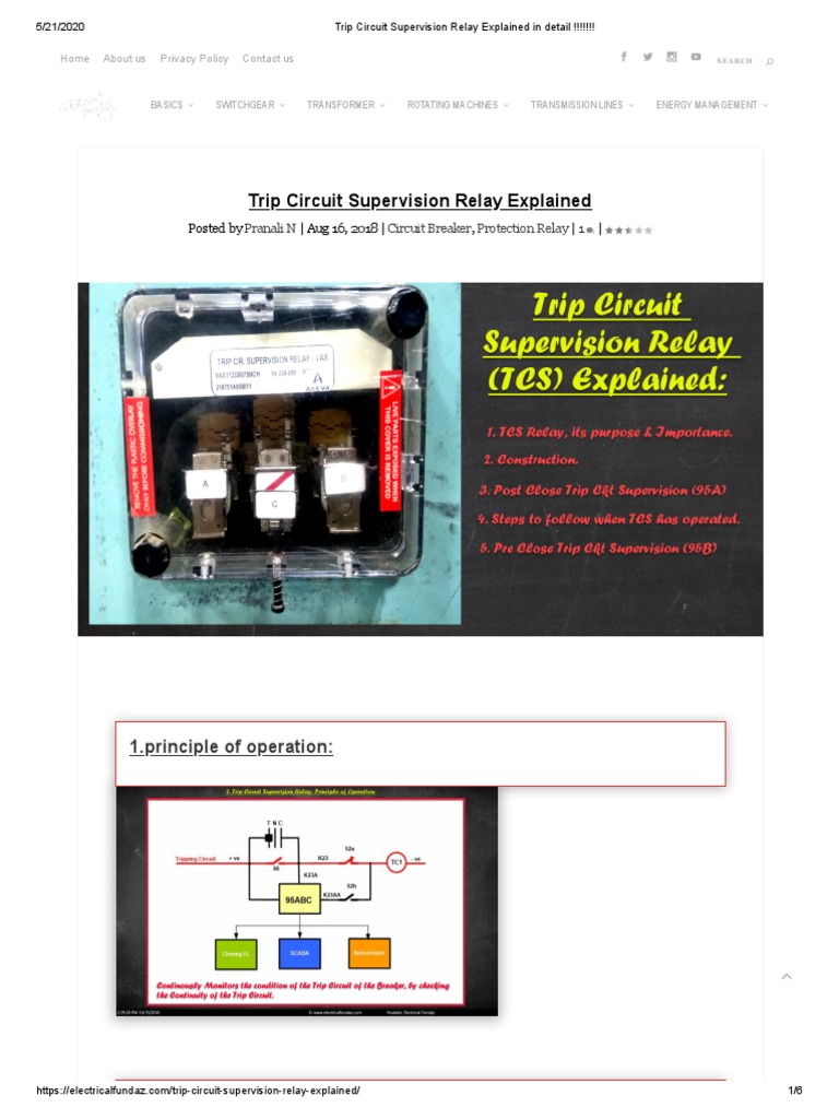 Trip Circuit Supervision Relay Explained in Detail !!!!!!! | PDF ...