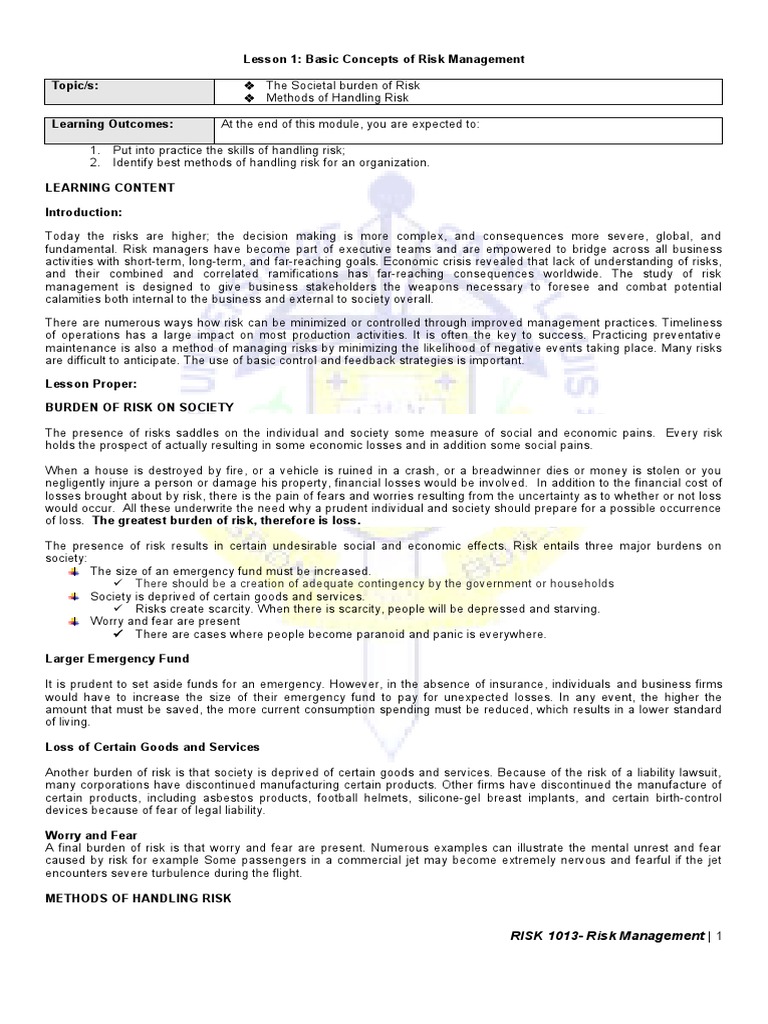 Risk Management Lesson 2 | PDF | Hedge (Finance) | Futures Contract