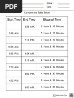 Elapsed Time Table | PDF