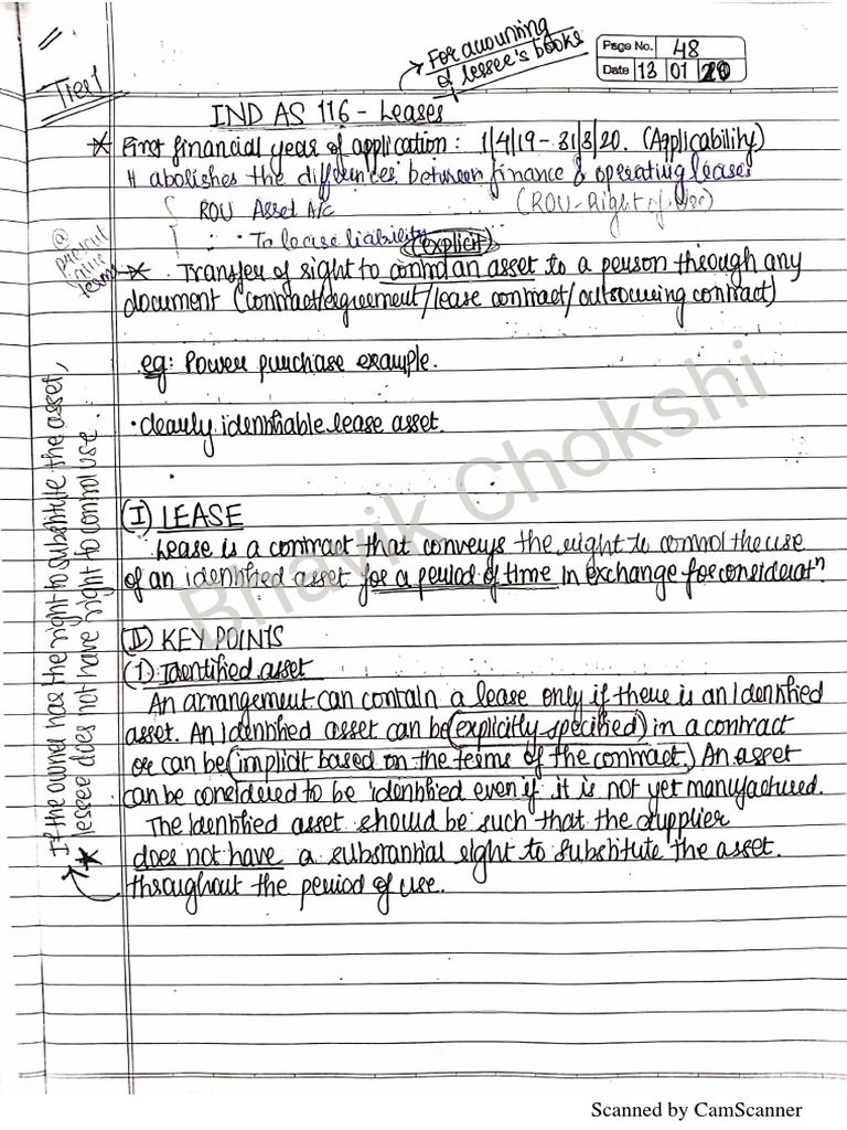 IND AS 116 - Handwritten Notes - Bhavik Chokshi | PDF