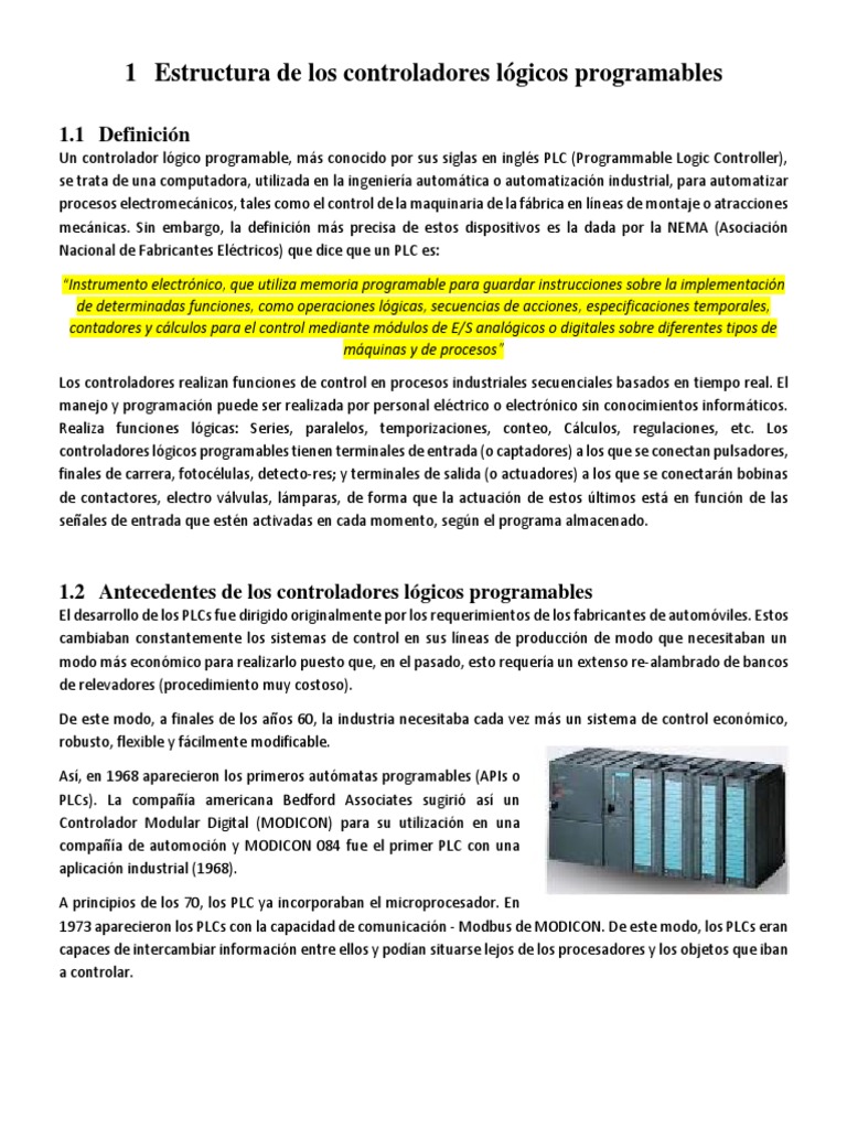 Estructura y Tipos de PLCs | PDF | Controlador lógico programable ...