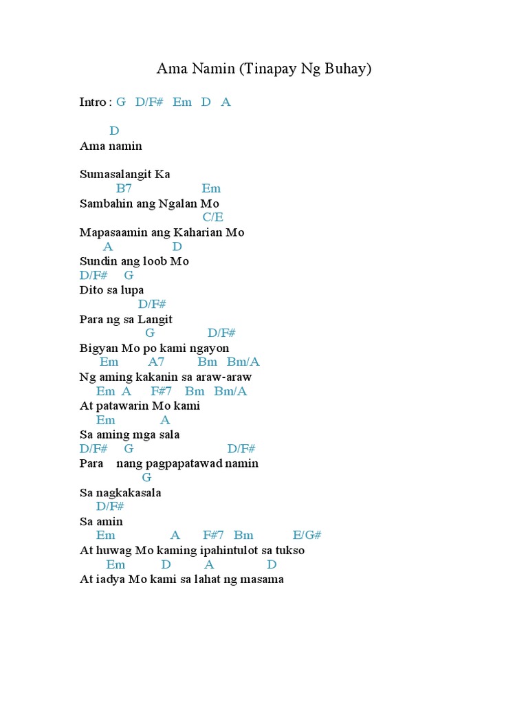Ama Namin (Manoling Francisco - Lyrics & Chords) | PDF