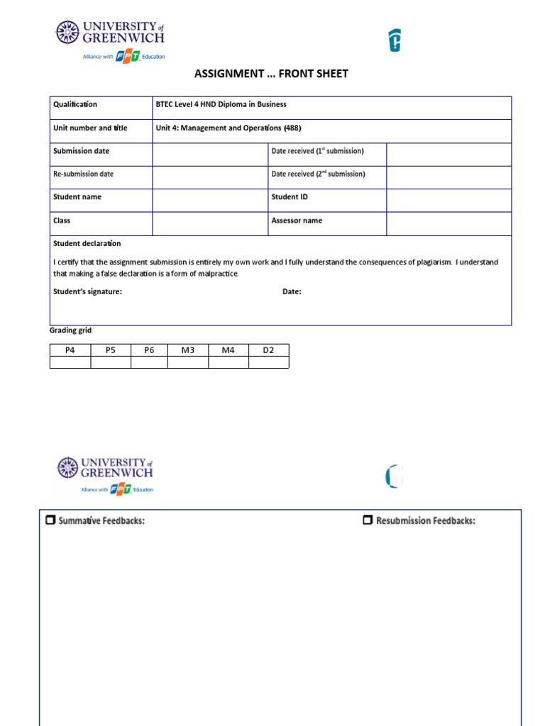Unit 4 - 488 - Assignment 2 Frontsheet (Individual) | PDF