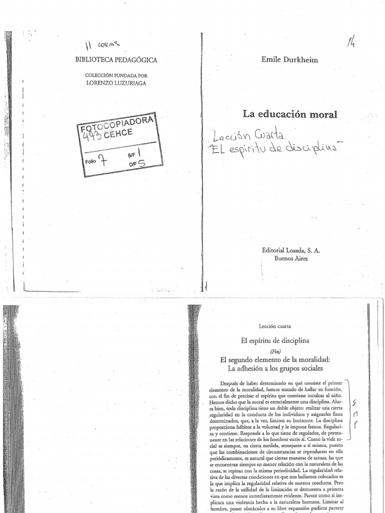 La Educacion Moral Emile Durkheim | PDF