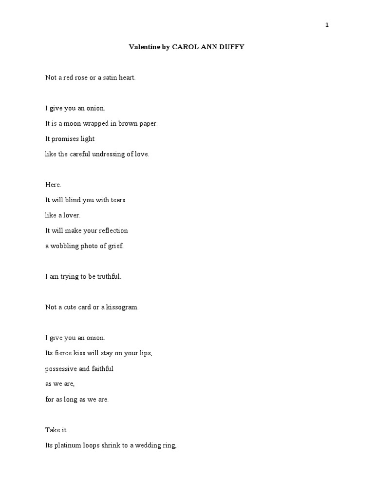 Valentine by CAROL ANN DUFFY | Download Free PDF | Poetry | Love