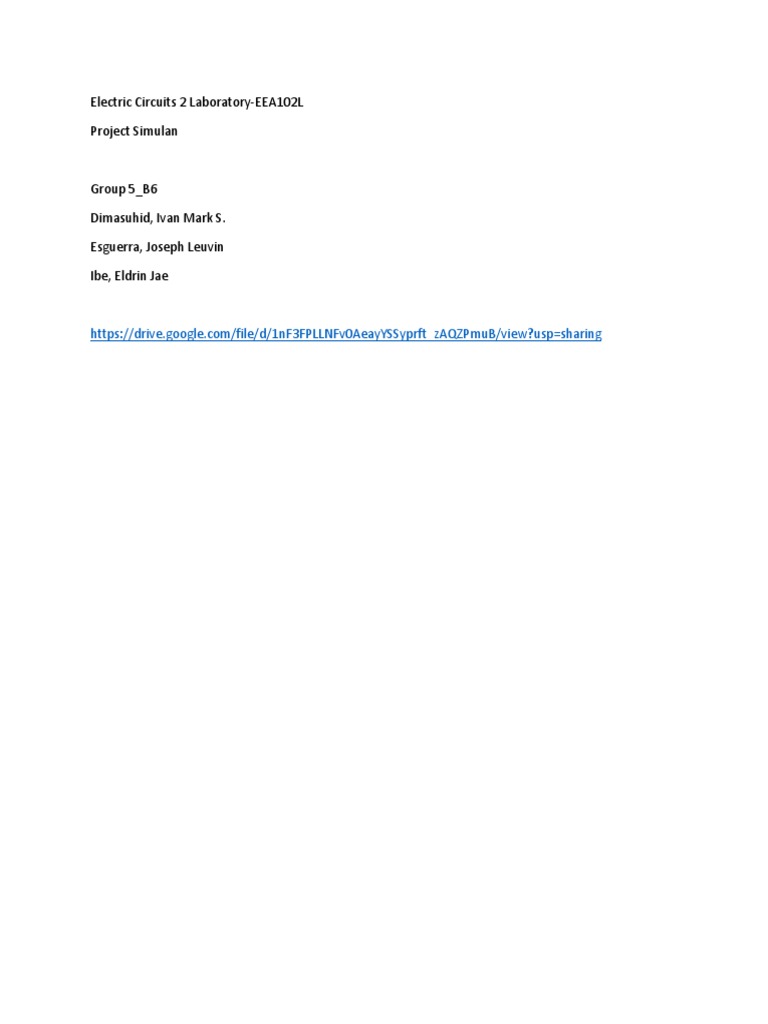 EEA102L ProjectSimulation Grp5 B6 | PDF