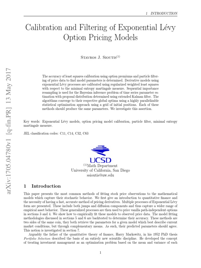 1705.04780 Matlab | PDF | Option (Finance) | Black–Scholes Model