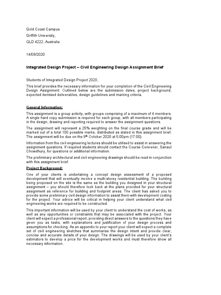 Civil Assignment Brief | PDF | Stormwater | Storm Drain