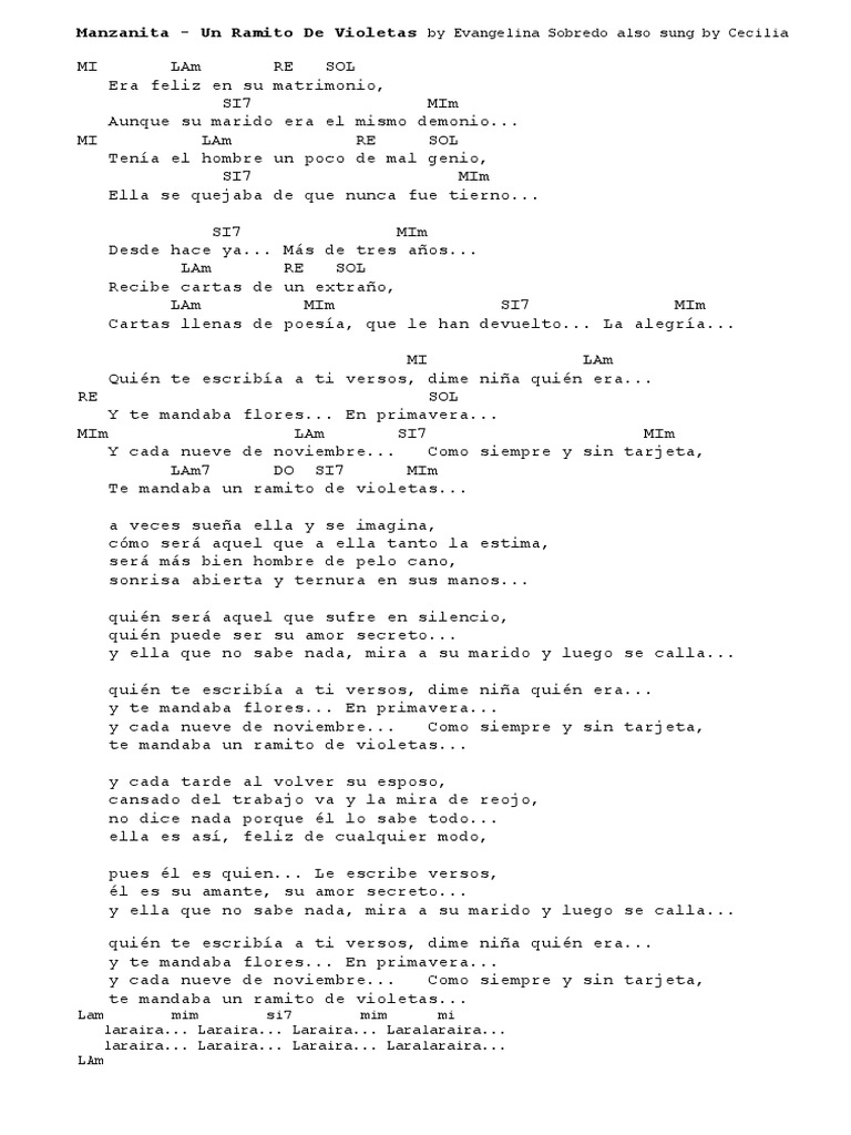 Manzanita Un Ramito de Violetas | PDF