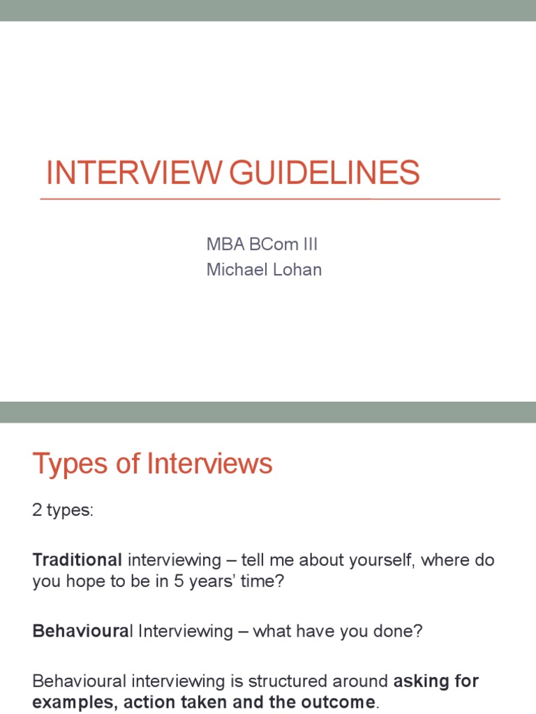 Interview Guidelines MBA BCom III | PDF | Job Interview | Cognitive Science