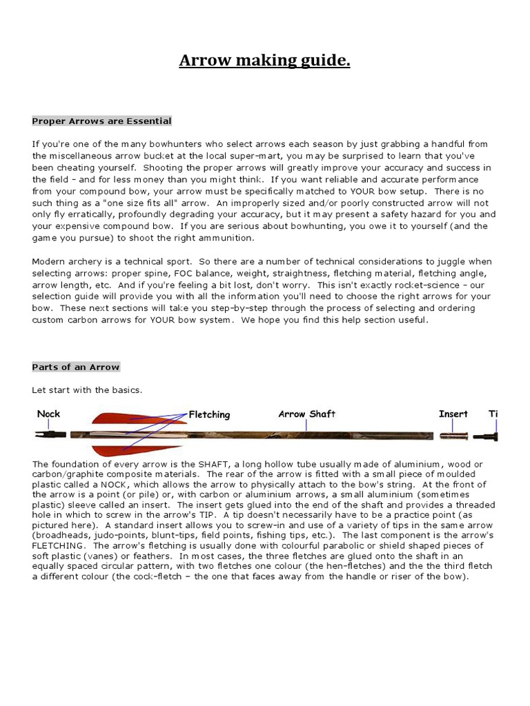Arrow Making Guide.: Proper Arrows Are Essential | PDF | Arrow | Bow ...