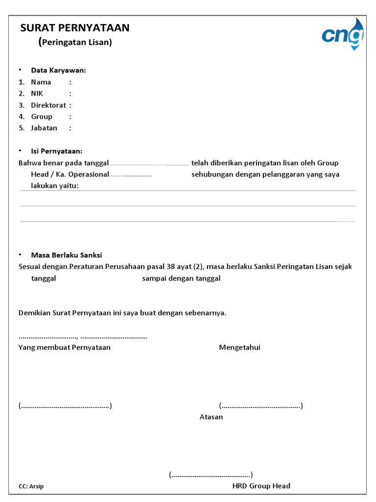 Form Surat Peringatan | PDF