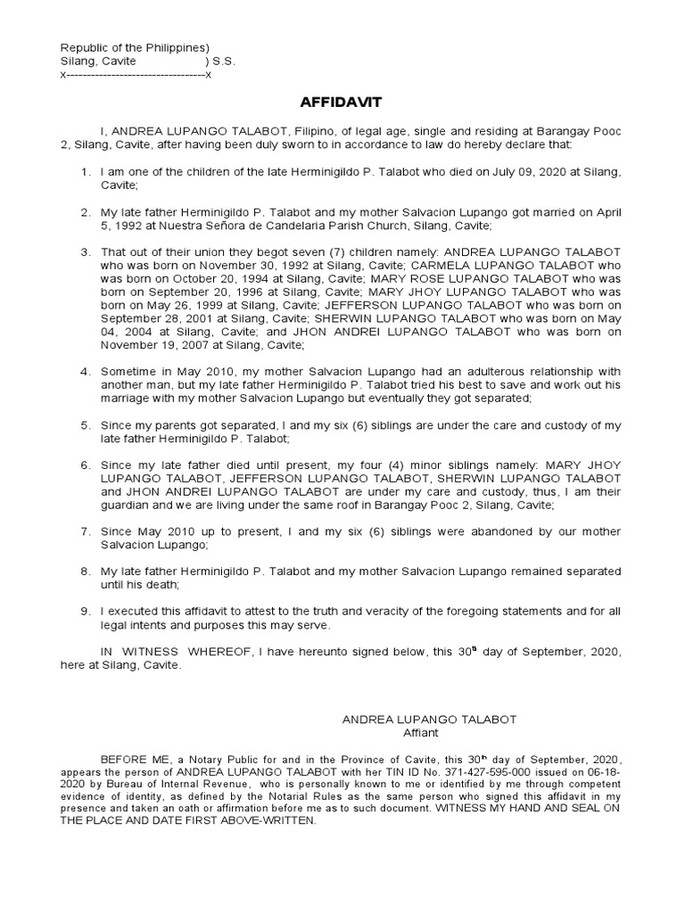 Affidavit of Marital Status: Lupango | PDF | Affidavit | Social ...