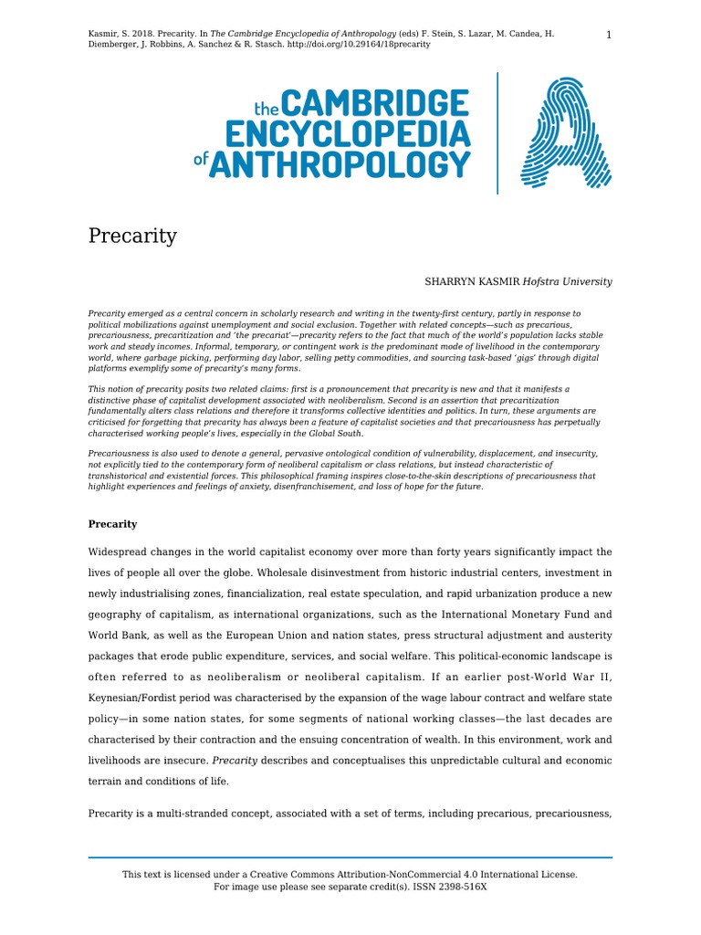 Sharryn - Kasmir 2018 Precarity Cea | PDF | Capitalism | Neoliberalism