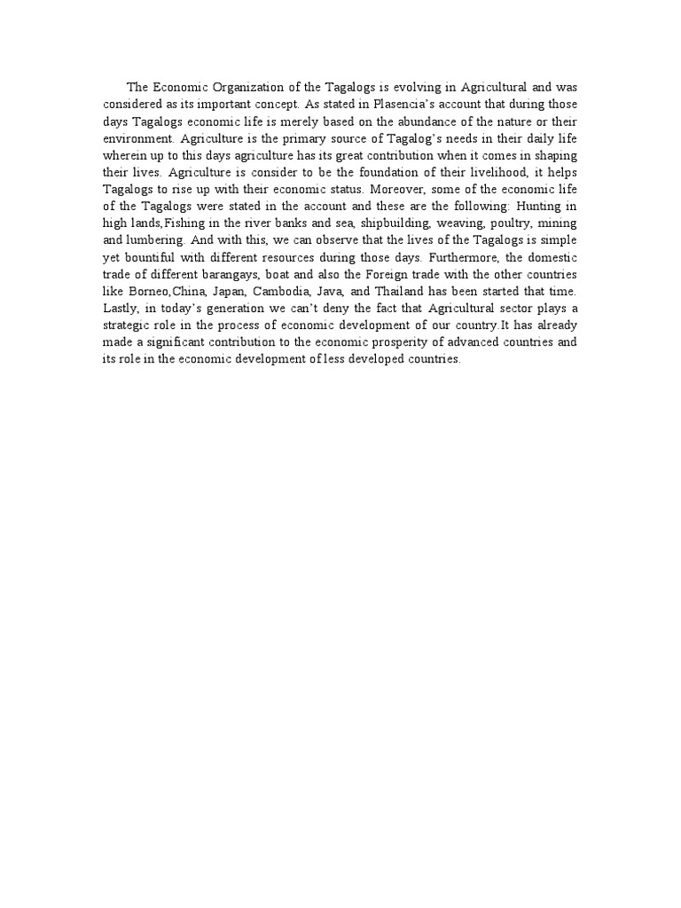 Tagalog Economic Organization and Agriculture | PDF | Social Science