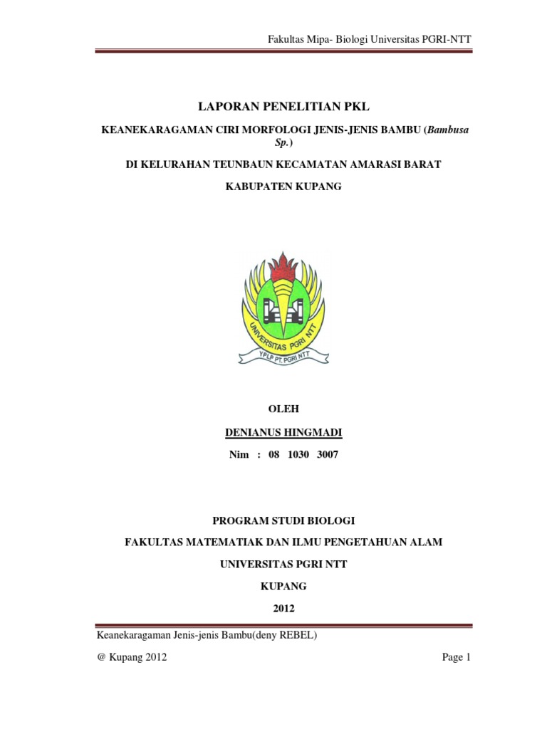 Keanekaragaman Ciri Morfologi Jenis-Jenis Bambu (Morfologi & Taksonomi ...