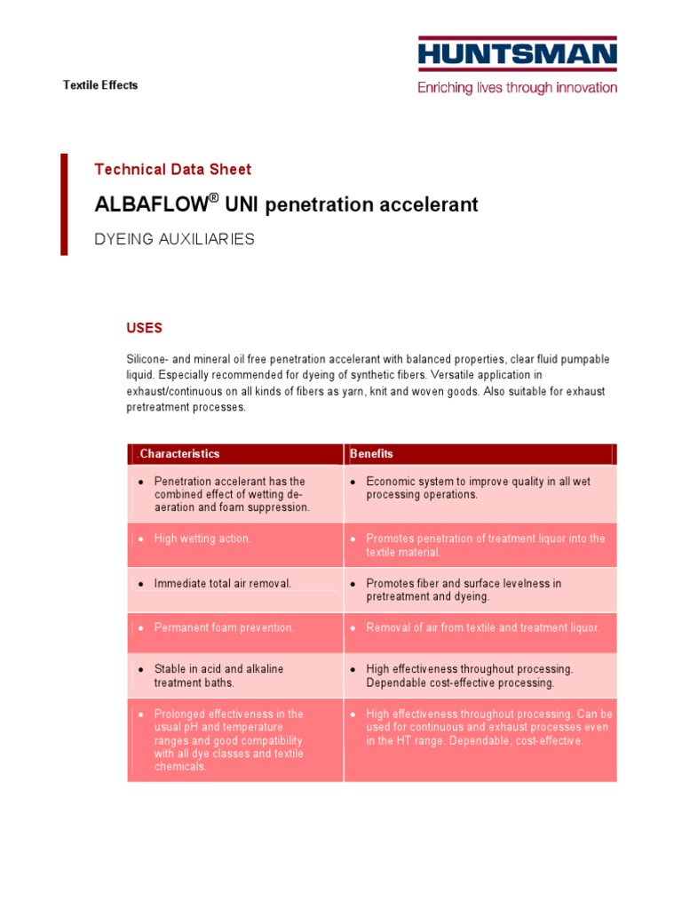 Albaflow: UNI Penetration Accelerant | PDF | Emulsion | Chemistry