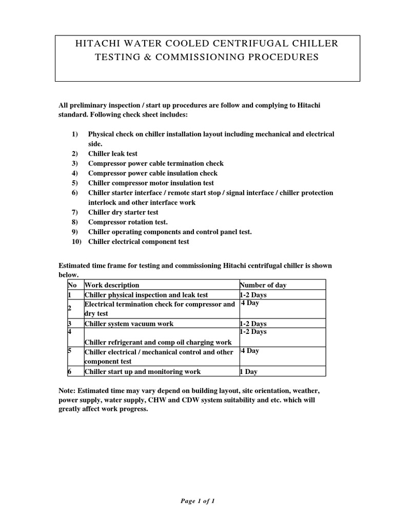 Centrifugal Chiller TC Procedure PDF | PDF | Switch | Valve