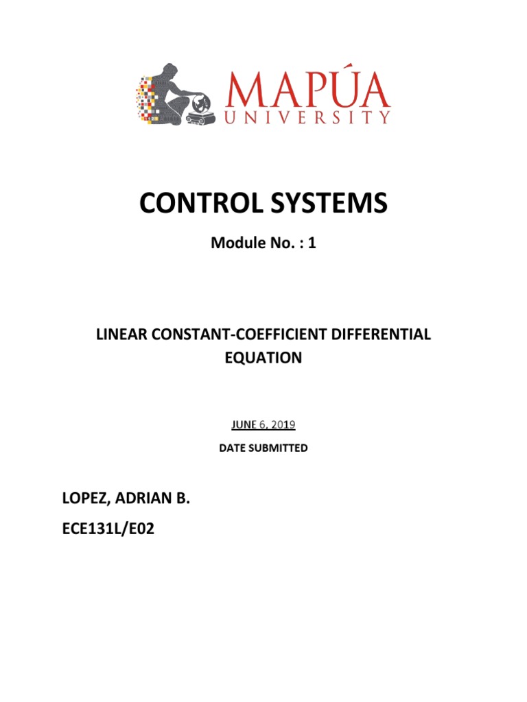 Control Systems: Module No.: 1 | PDF | Laplace Transform | Equations