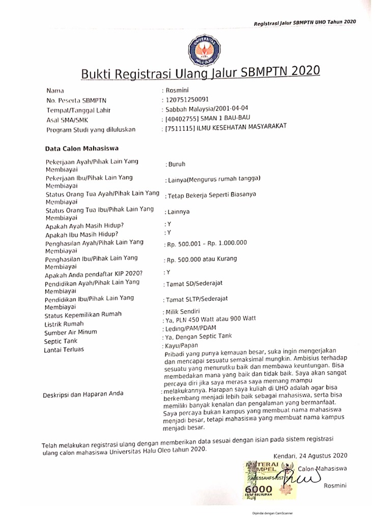 Contoh Surat Registrasi | PDF