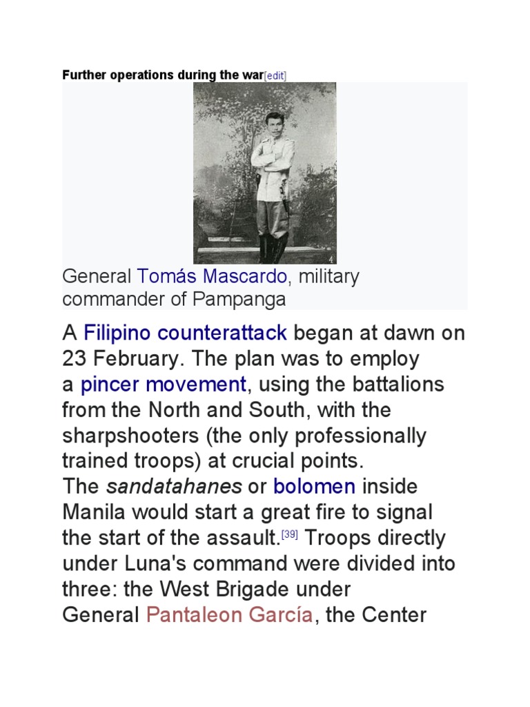 Antonio Luna Further Operations During The War | PDF | Military ...
