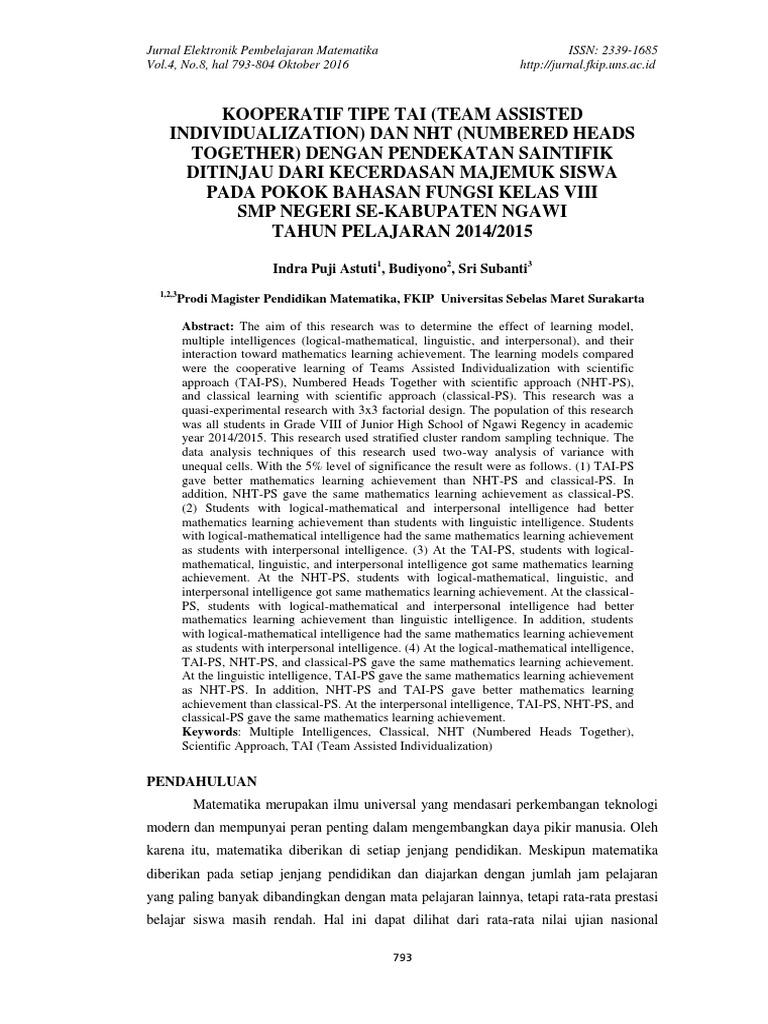 Indra Puji Astuti Budiyono Sri Subanti Pdf Pedagogy Epistemology