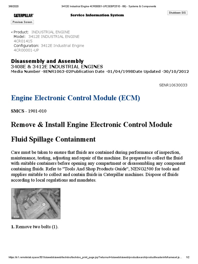 Remove & Install Engine Electronic Control Module Fluid Spillage ...