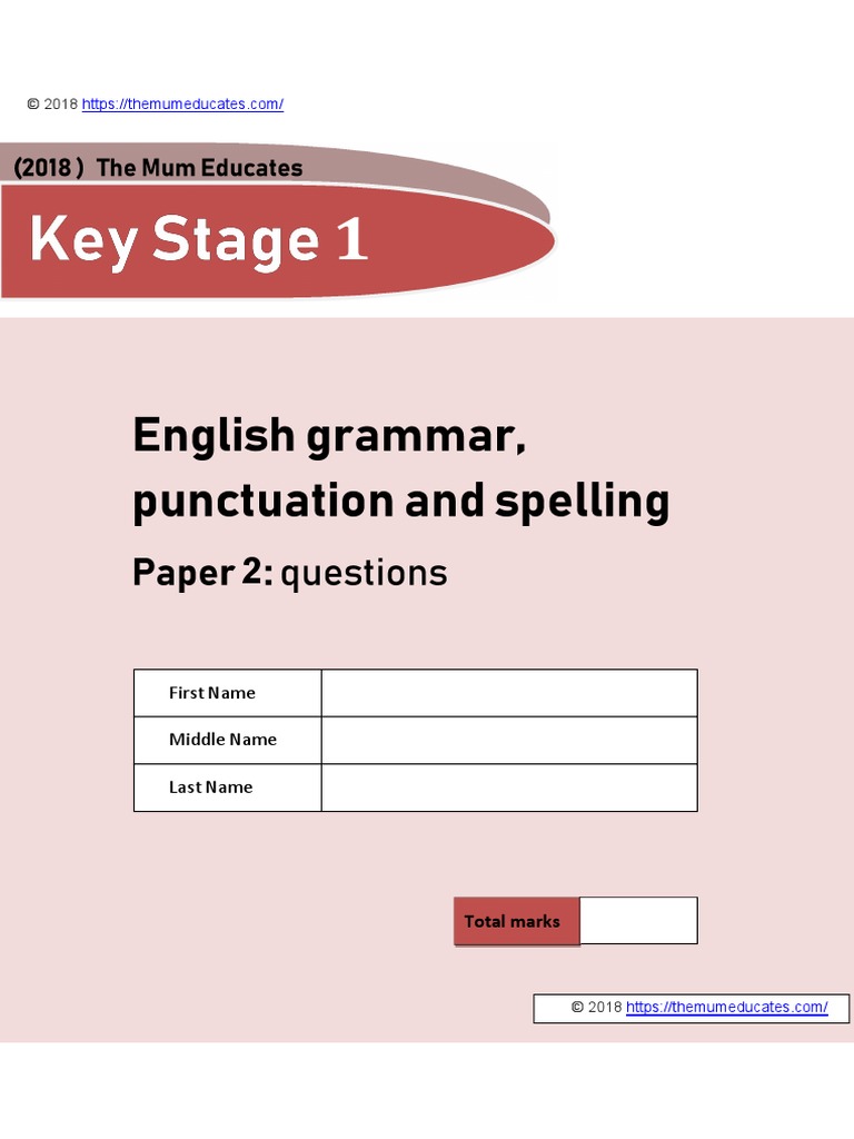 SATS Style Punctuation and Grammer Paper 1 1 | PDF | Verb | Noun