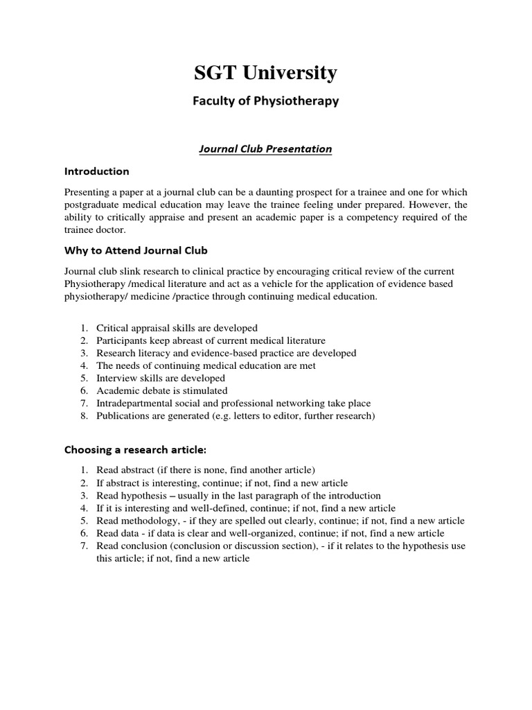 Journal Club Presentation PDF | PDF | Evidence Based Medicine | Inquiry