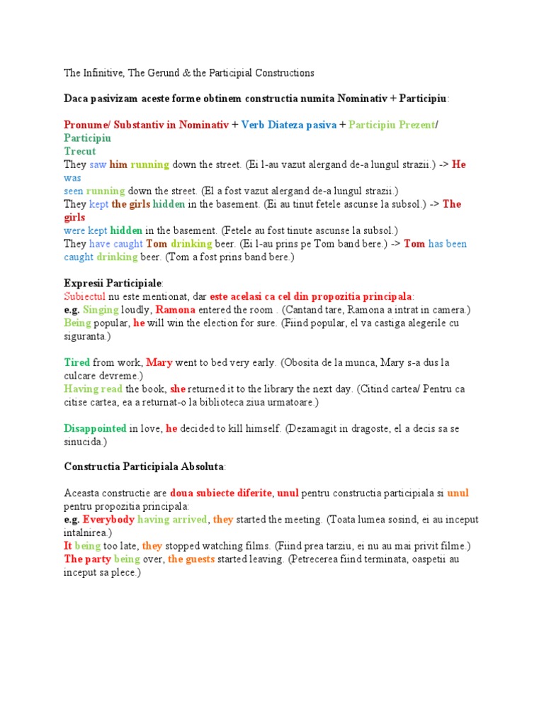 Daca Pasivizam Aceste Forme Obtinem Constructia Numita Nominativ ...