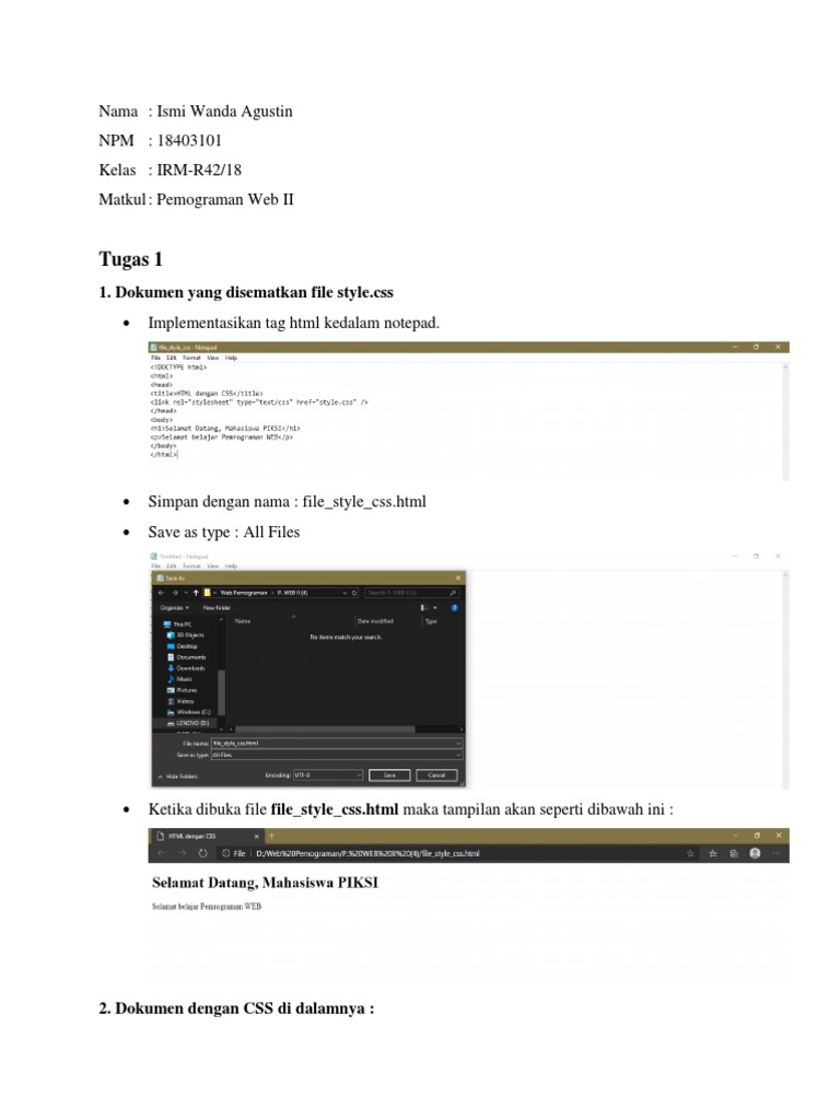 Tugas 4 Implementasi CSS Tag HTML & Adobe Dreamweaver - Ismi Wanda Agustin - 18403101 - IRM-R42 ...