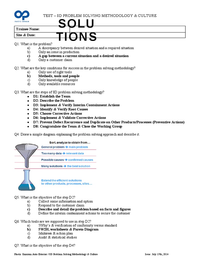 8D Problem Solving Training - SOLUTIONS - OK | PDF | Audit | Business