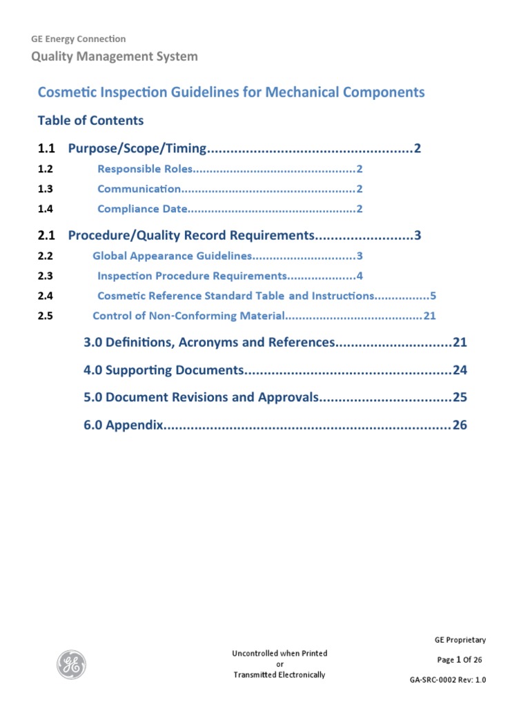 Cosmetic Inspection Guidelines For Mechanical Components (Rev 1.0 ...