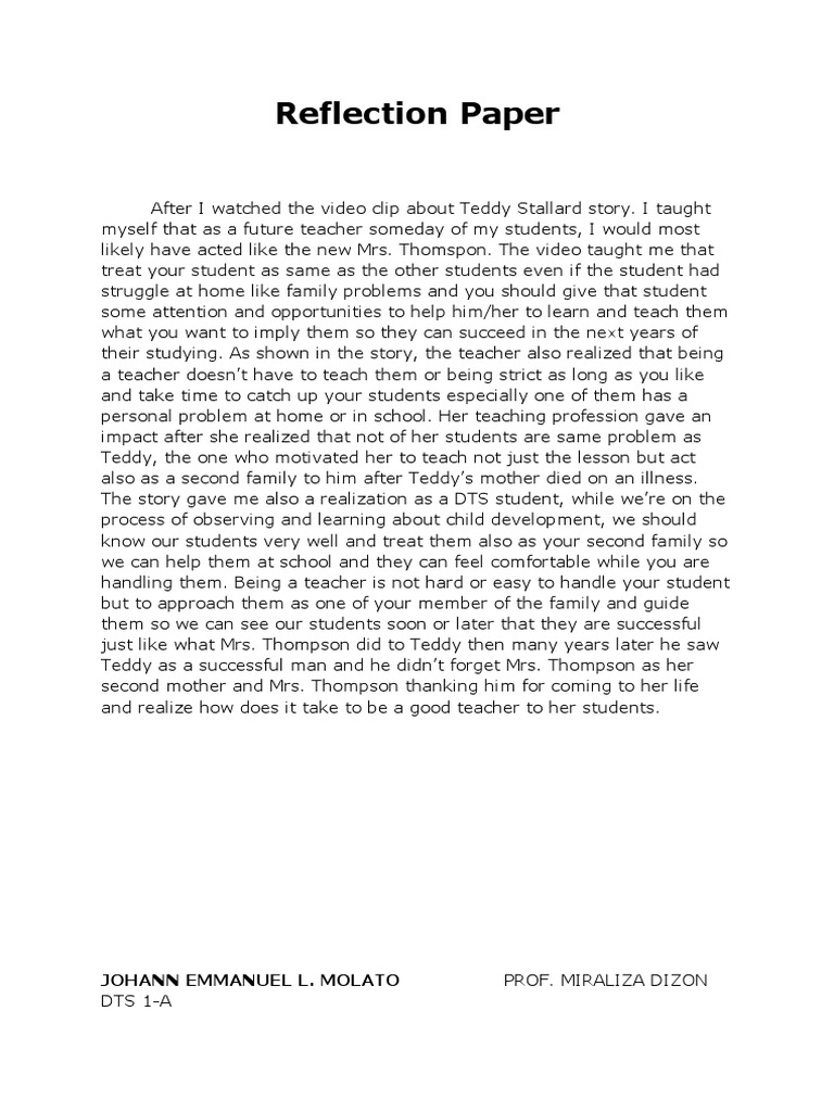 Reflection Paper: Johann Emmanuel L. Molato | PDF