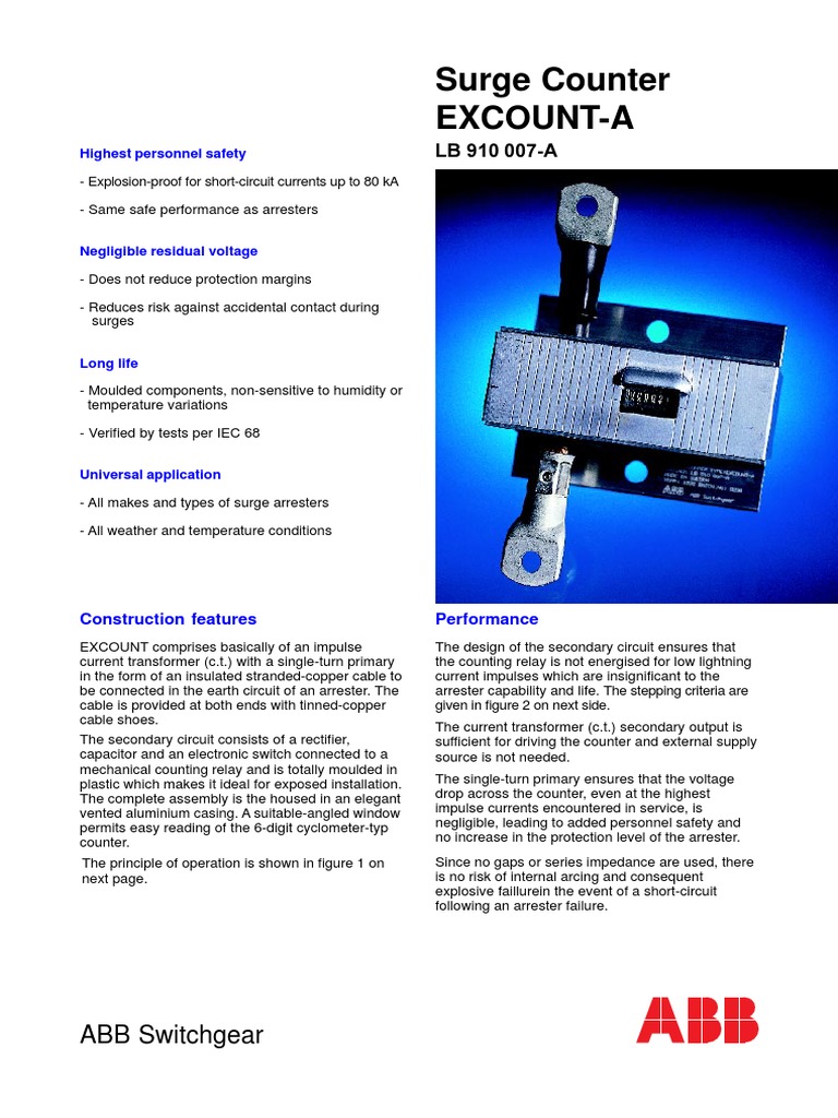 Surge Counter Excount-A: ABB Switchgear | PDF | Transformer | Relay