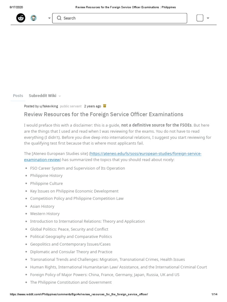 Review Resources For The Foreign Service Officer Examinations ...