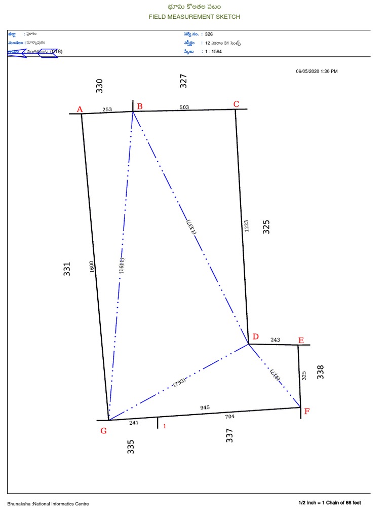 Field Measurement Sketch: 1/2 Inch 1 Chain of 66 Feet | PDF
