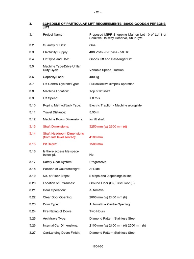 Lift Pit Details | PDF | Elevator | Building Engineering