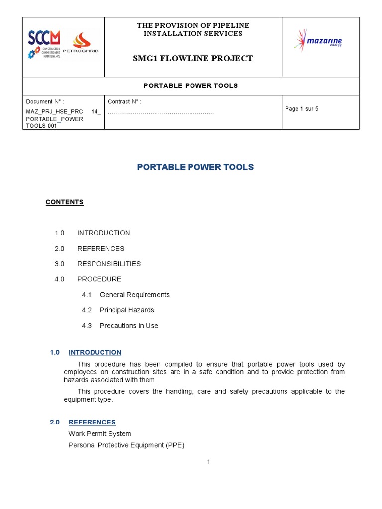 Portable Power Tool Safety Procedures | PDF | Tools | Electrical Wiring