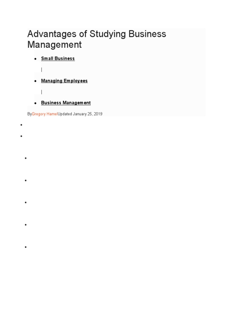Benefits of Studying Business Management | PDF