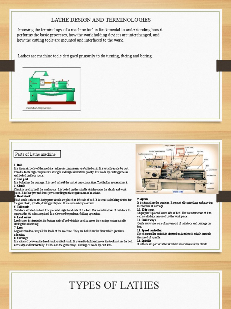 Lathe Design and Terminologies | PDF | Machines | Tools