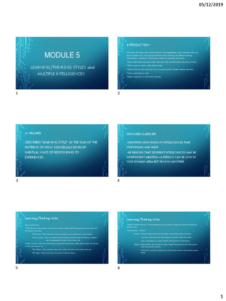 Learning/Thinking Styles and Multiple Intelligences | PDF | Lateralization Of Brain Function ...