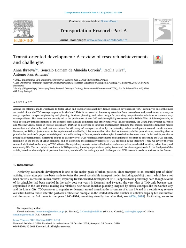 Transit-Oriented Development A Review of Research Achievements and ...