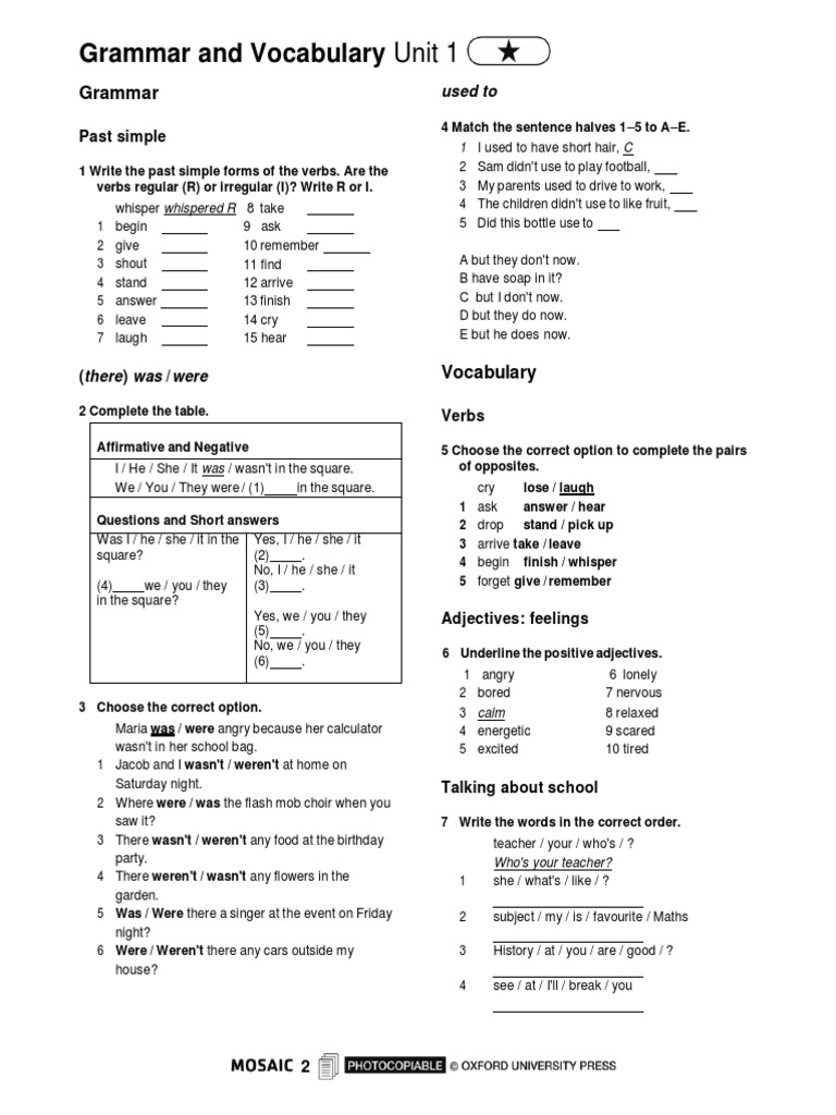 Grammar and Vocabulary Unit 1 | PDF | Morphology | Semiotics
