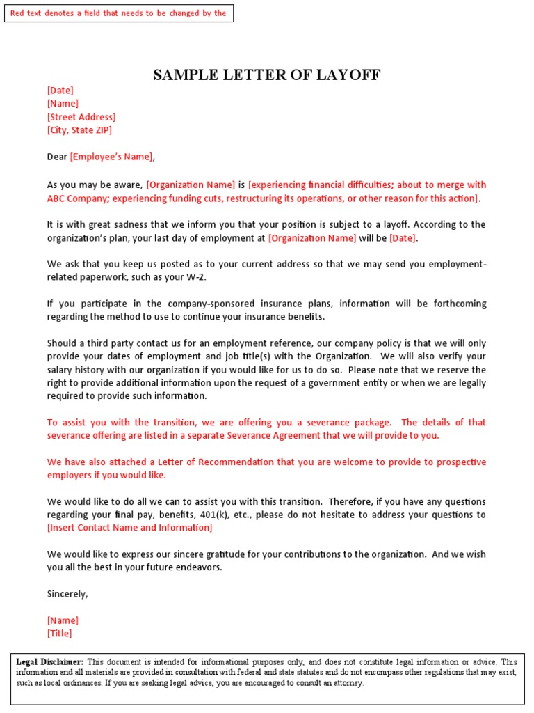 Notice of Layoff Letter | PDF | 401(K) | Employment